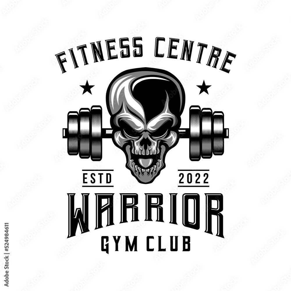 Skull angry logo icon symbol black and white vintage template for ...