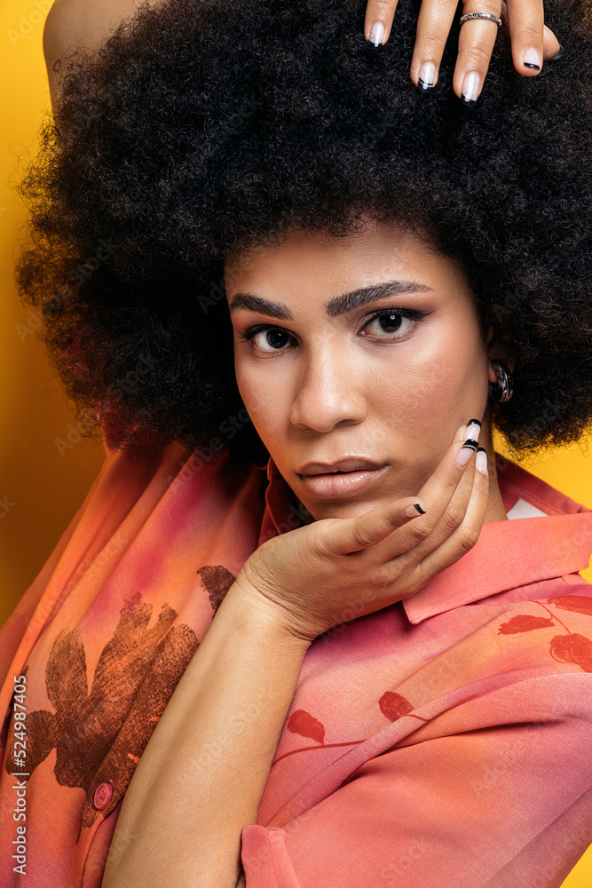 Expressive Afro Girl Portrait Stock Photo | Adobe Stock