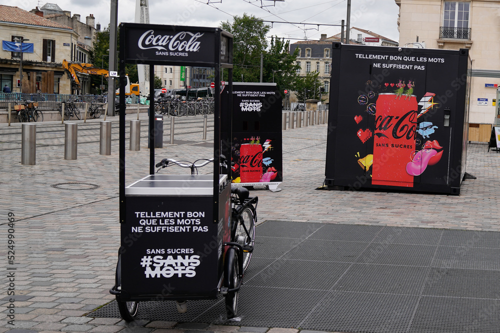 Coca Cola sign logo and brand text sans sucre on event commercial ...