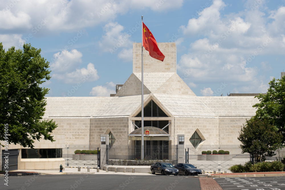 Washington, DC, USA - June 25, 2022: Front view of the Embassy of China ...