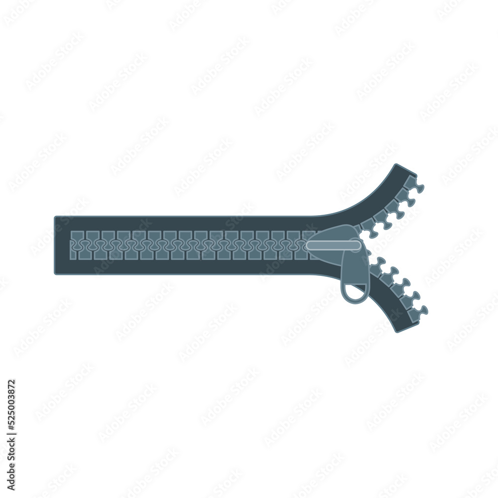 Open zipper front view design element, isolated vector illustration on ...