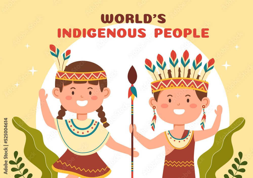 Worlds Indigenous Peoples Day on August 9 Hand Drawn Cartoon Flat ...