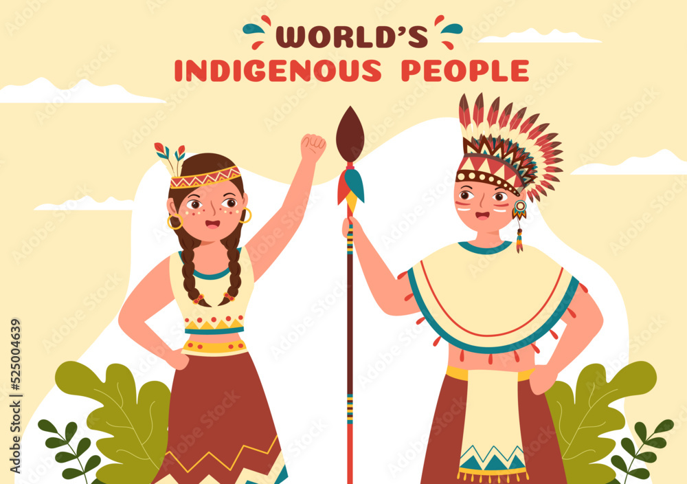 Worlds Indigenous Peoples Day on August 9 Hand Drawn Cartoon Flat ...