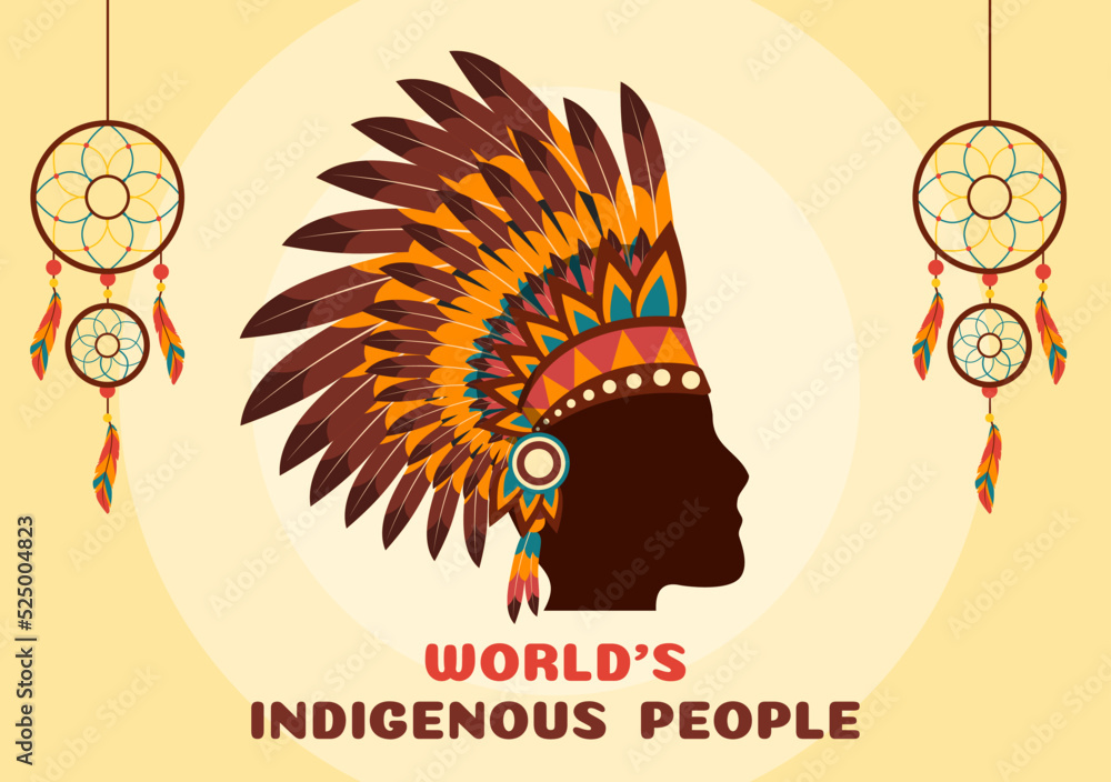 Worlds Indigenous Peoples Day on August 9 Hand Drawn Cartoon Flat ...