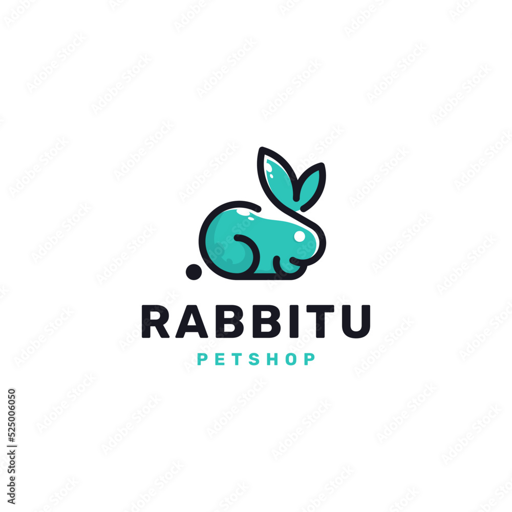 rabbit logo design with outline Stock Vector | Adobe Stock