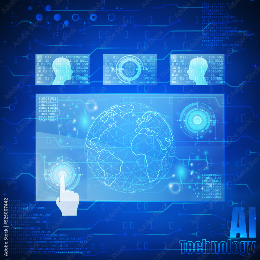 Artificial Intelligence digital technology concept. Blueprint digital ...