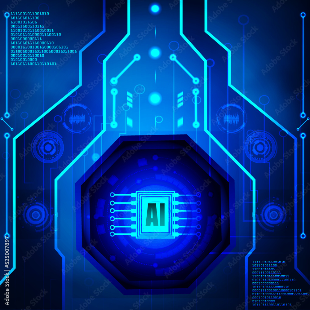 Integrated Circuit technology concept. Blueprint digital technology ...