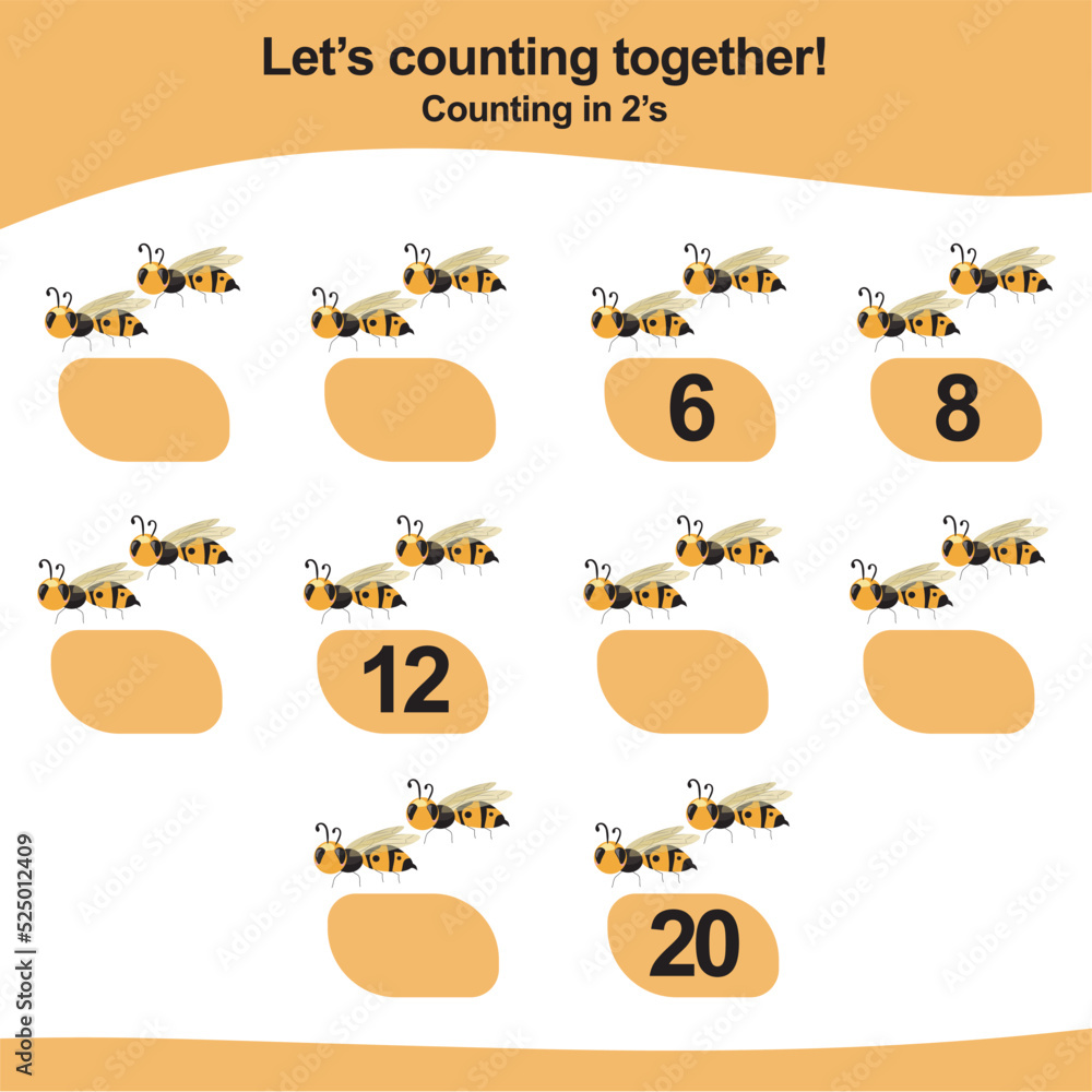 Counting game for children. Count multiples of two. Educational ...