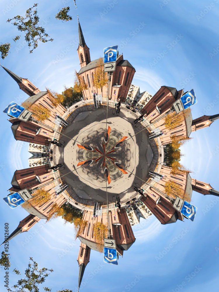 City with multiple churches in metaverse conceptual reality imagination ...