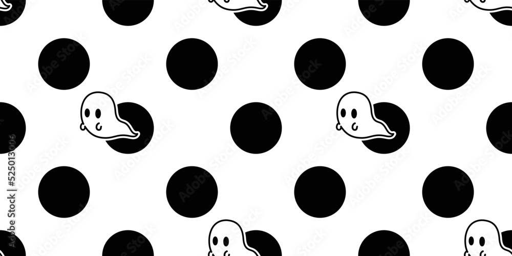 Ghost seamless pattern Halloween spooky polka dot vector scarf isolated ...