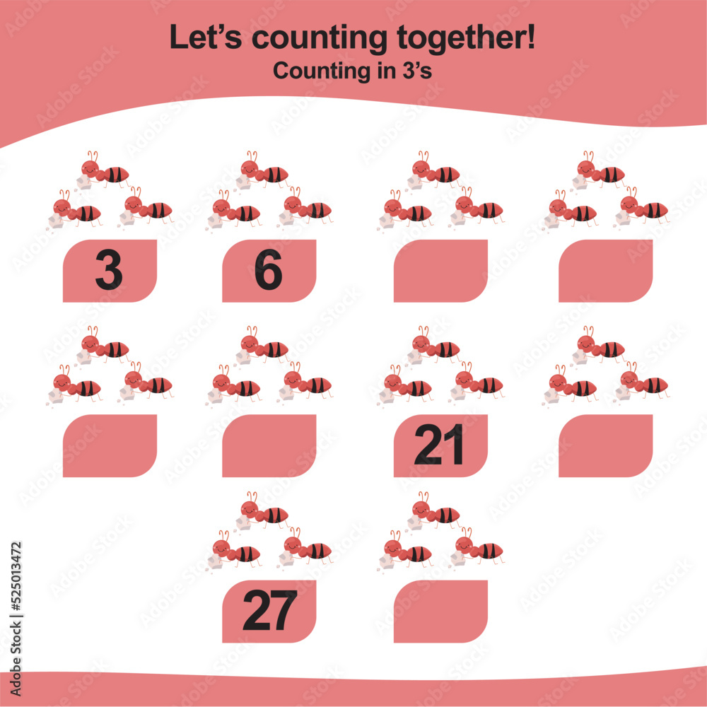 Counting game for children. Count multiples of three. Educational ...