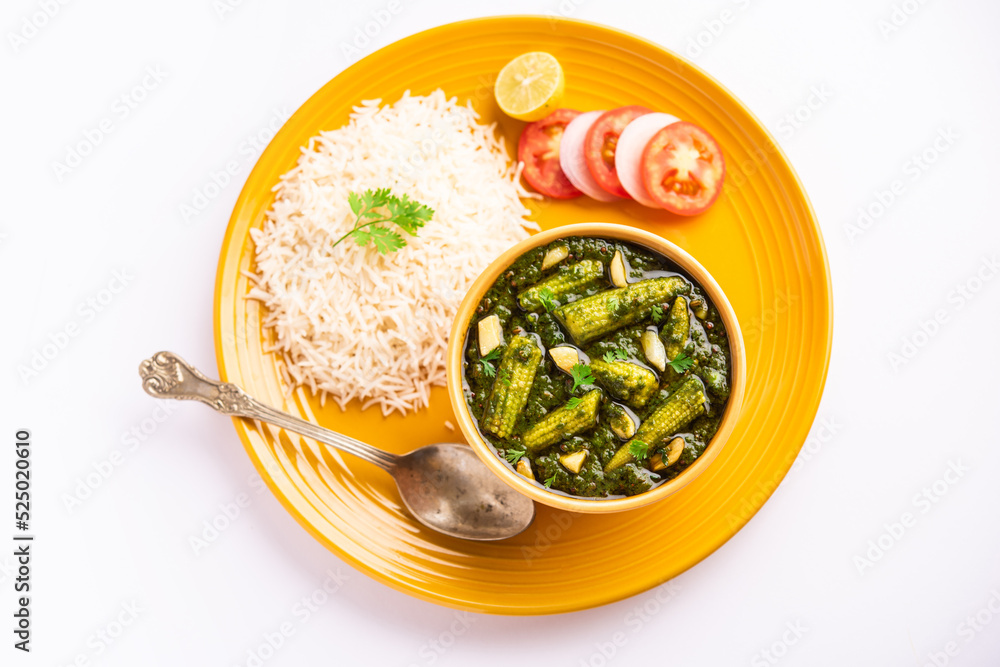 palak baby corn sabzi also known as spinach makai curry served with ...