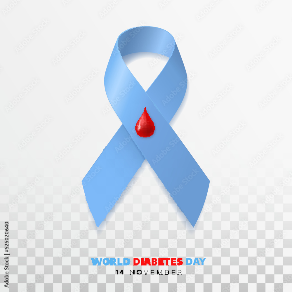World diabetes day awareness ribbon on transparent background. Stock ...
