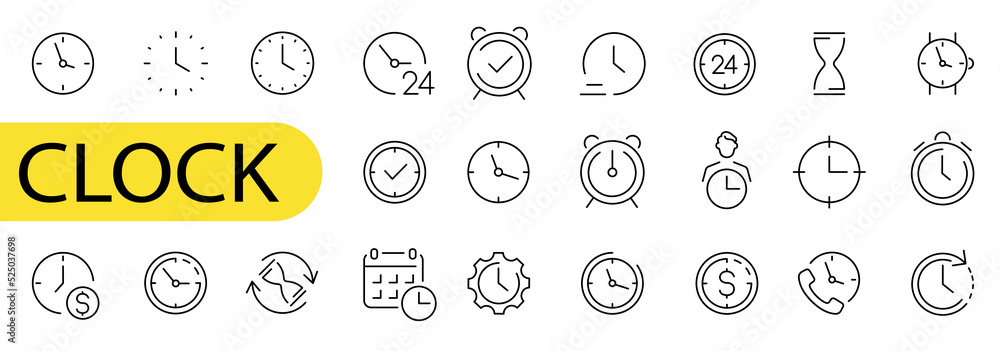 Poster Vector Time and Clock icons set – Wall Art | UkPosters