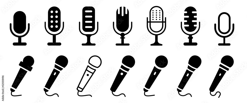 Microphone Icons set. Different microphone set. Variant microphone icon ...