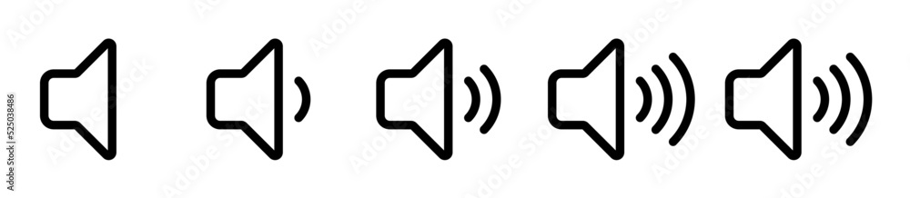 Volume icons set. Sound volume icons. Black volume audio icons. Speaker ...