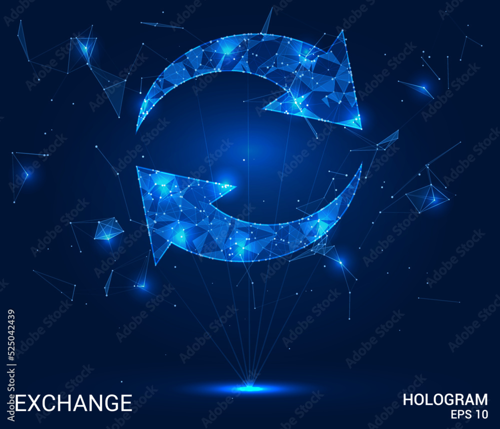 Hologram exchange. An exchange of polygons, triangles of points and ...
