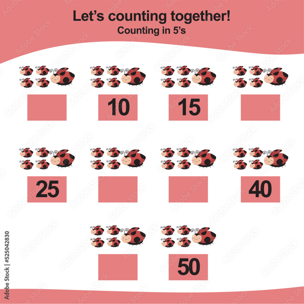 Counting game for children. Count multiples of five. Educational ...