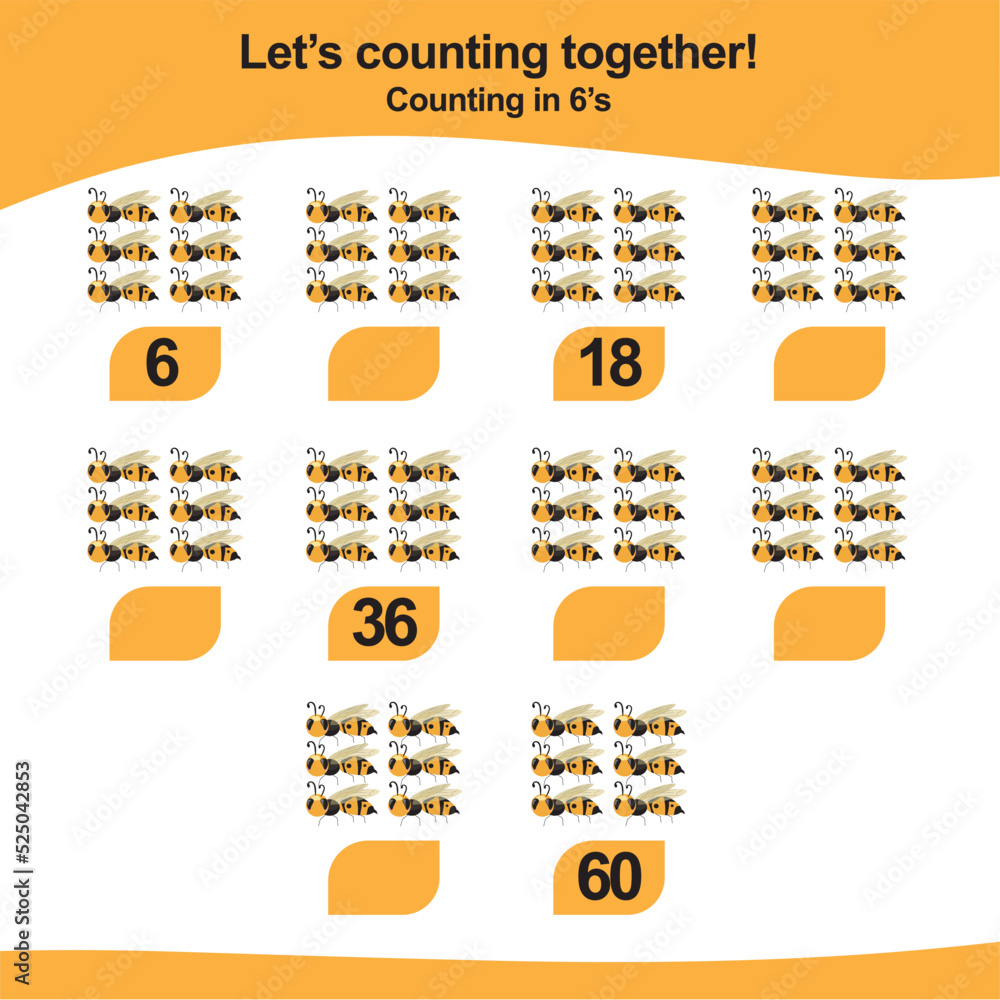 Counting game for children. Count multiples of six. Educational ...