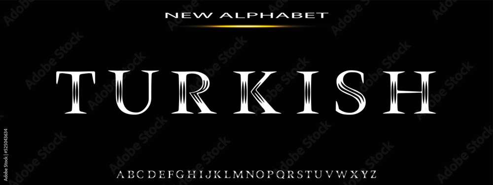 TURKISH Elegant alphabet letters font and number. Classic Lettering ...
