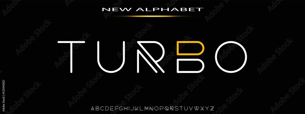 TURBO Elegant alphabet letters font and number. Classic Lettering ...