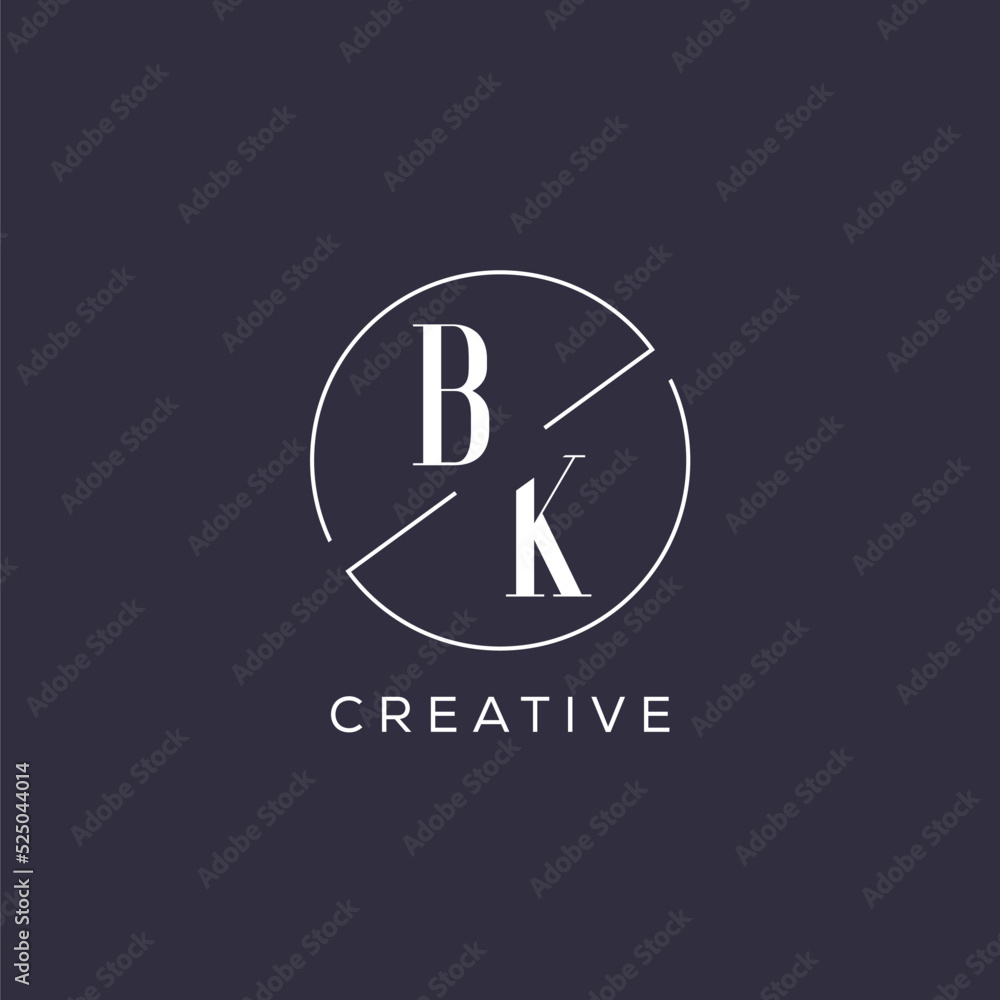 Elegant look monogram BK logo with simple circle line Stock Vector ...