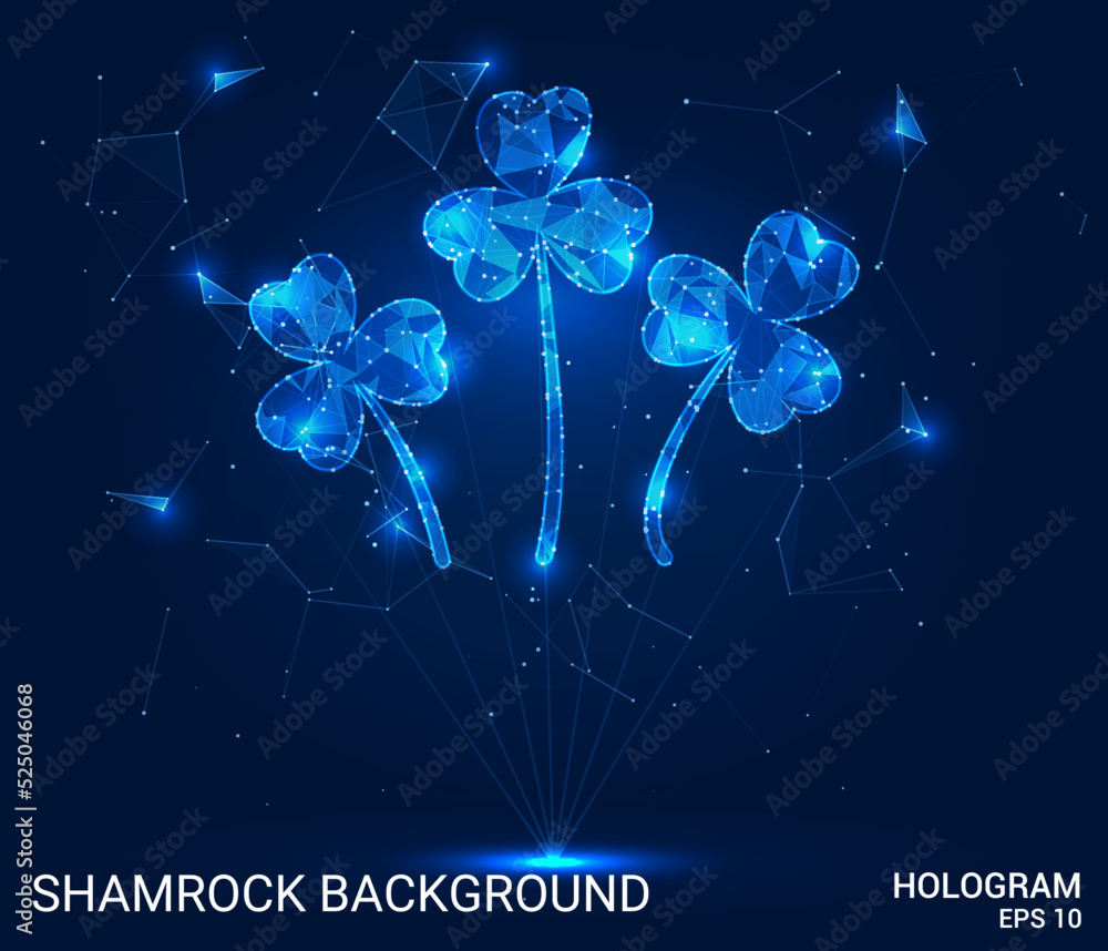 A hologram of a shamrock background. Shamrock background of polygons ...
