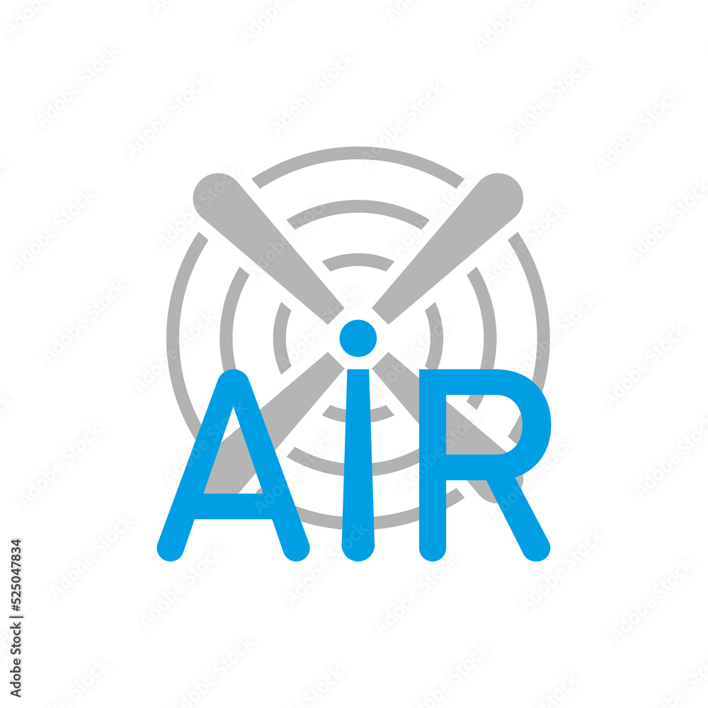 Air text logo with propeller, fan. Vector isolated word illustration on ...