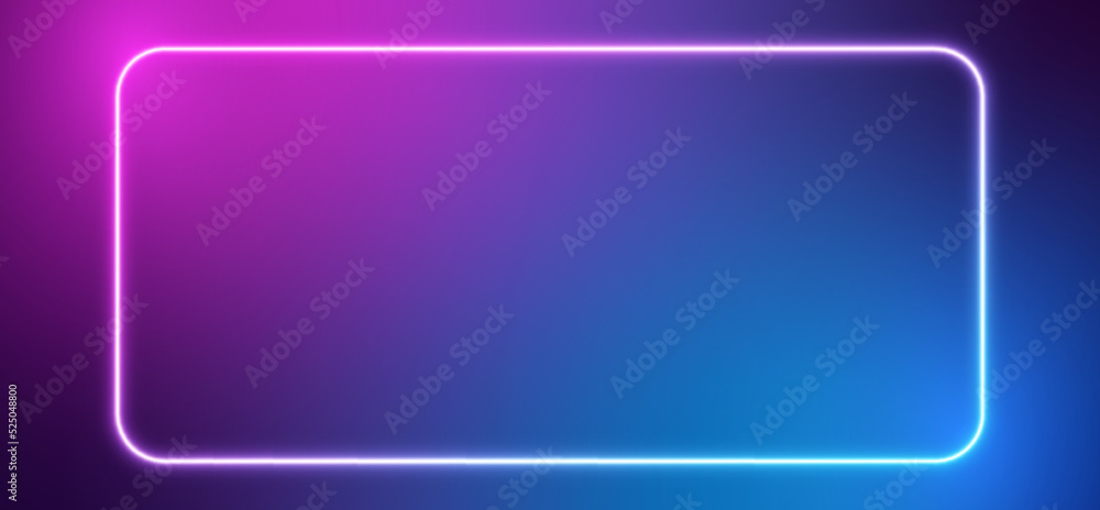 Neon frame with blue-pink gradient. Rectangular glowing border. Vector ...
