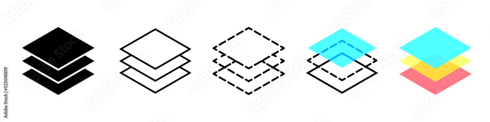 Layer stack icon. Logo of 3 levels. Symbols for paper, carpet and floor ...