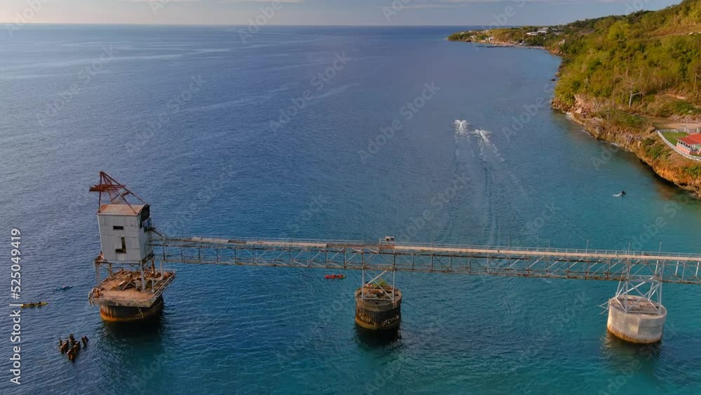 Birds eye view Zoom In Drone Shot of a Sugar Cane Pier (Muelle de ...