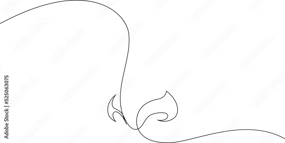 Nose one line drawing. Abstract minimal logo, icon, label. Vector ...