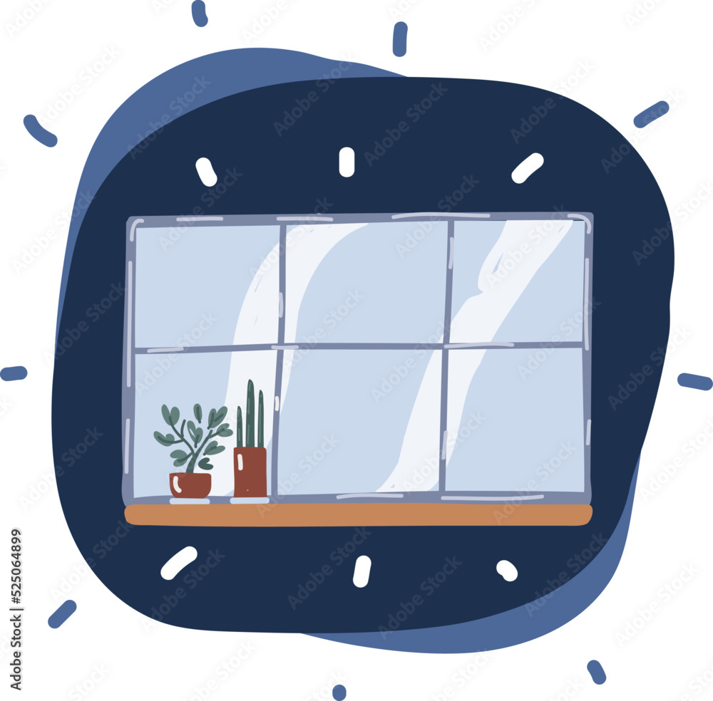 Cartoon vector illustration of window with houseplant Stock Vector ...