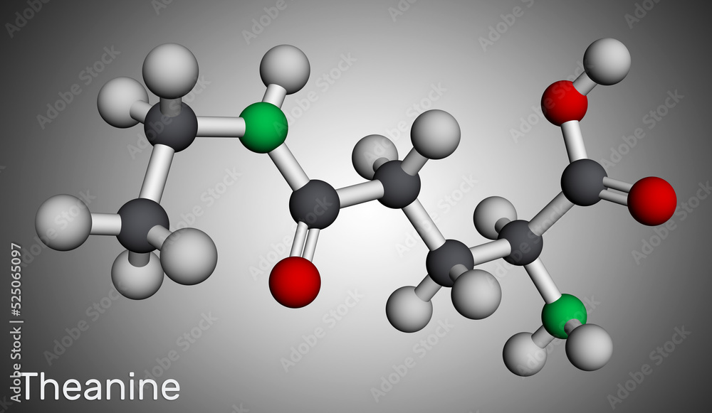 Theanine, theanin molecule. It is neuroprotective agent, plant ...