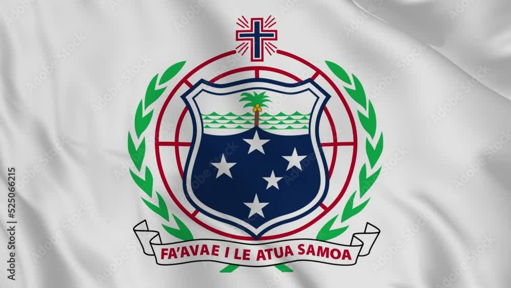 Samoa national emblem or symbol in waving flag. smooth 4k video ...