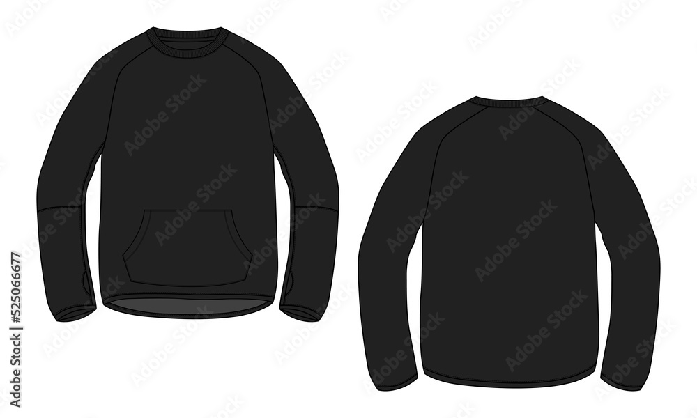 Long sleeve sweatshirt technical fashion flat sketch vector ...