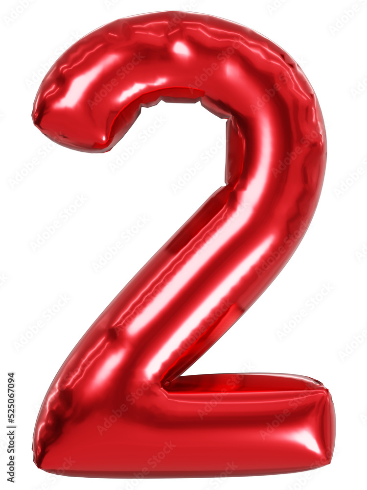 Red Number 2 Alphabet Balloon Realistic 3D Stock Illustration | Adobe Stock