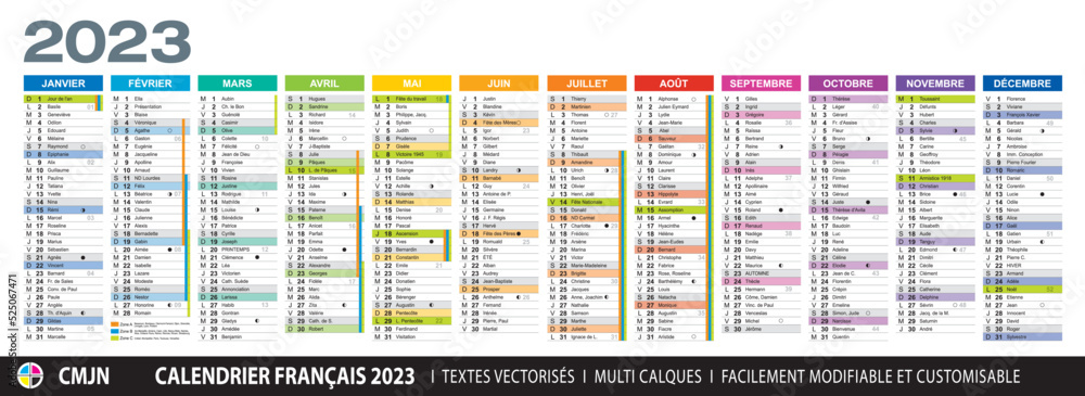 Calendrier français 2023 avec vacances scolaires, saints du jour ...