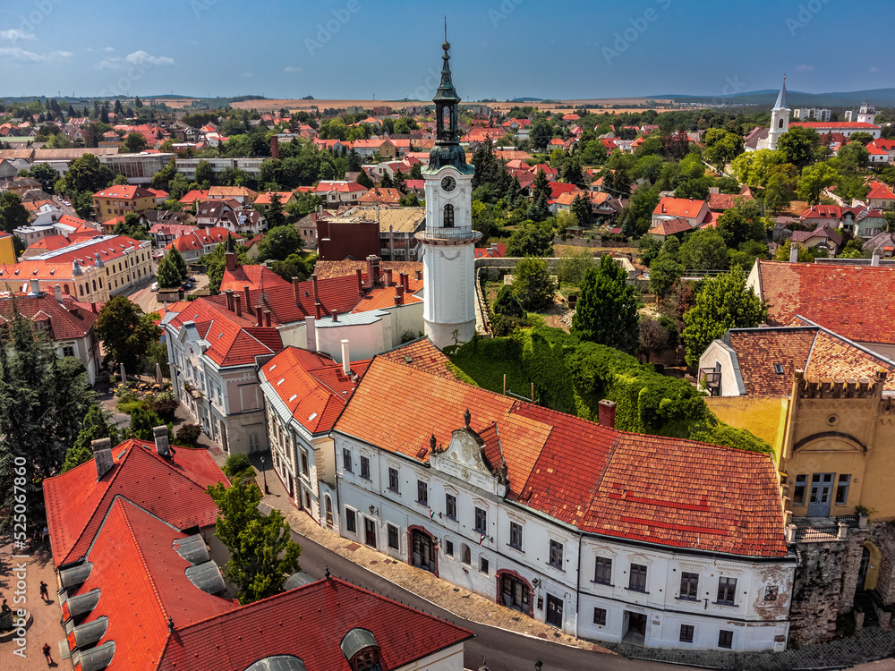 Veszprem, Hungary - Aerial view of the castle district of Veszprem with ...