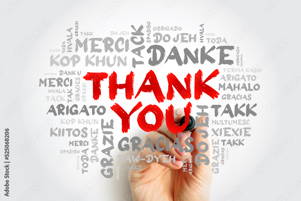 Thank You word cloud in different languages, concept background Stock ...