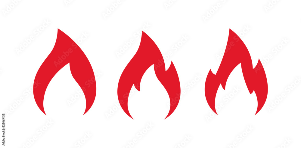 Vector red flame, heat and danger symbol. Simple flat red icon. Stock ...