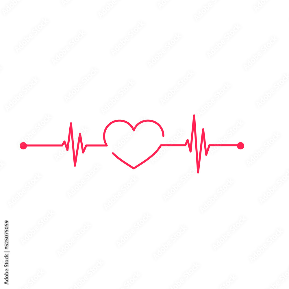 Red heart rate graph When exercising. Concept of saving the patient's ...