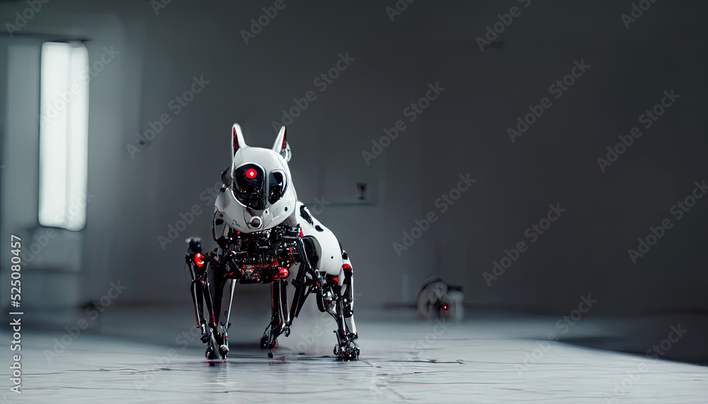Killer AI dog. Machine learning and cyber mind domination concept in ...