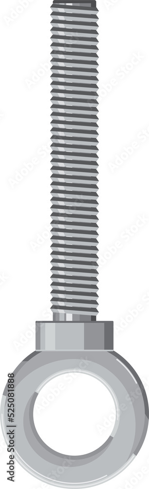 Steel bolt with ring on one side isolated fastener Stock Illustration ...