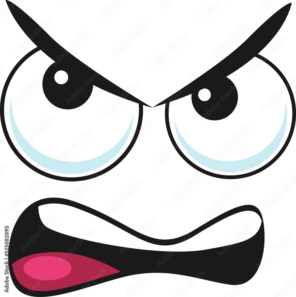Grumpy sullen emoji, ireful or rageful emoticon Stock Illustration ...