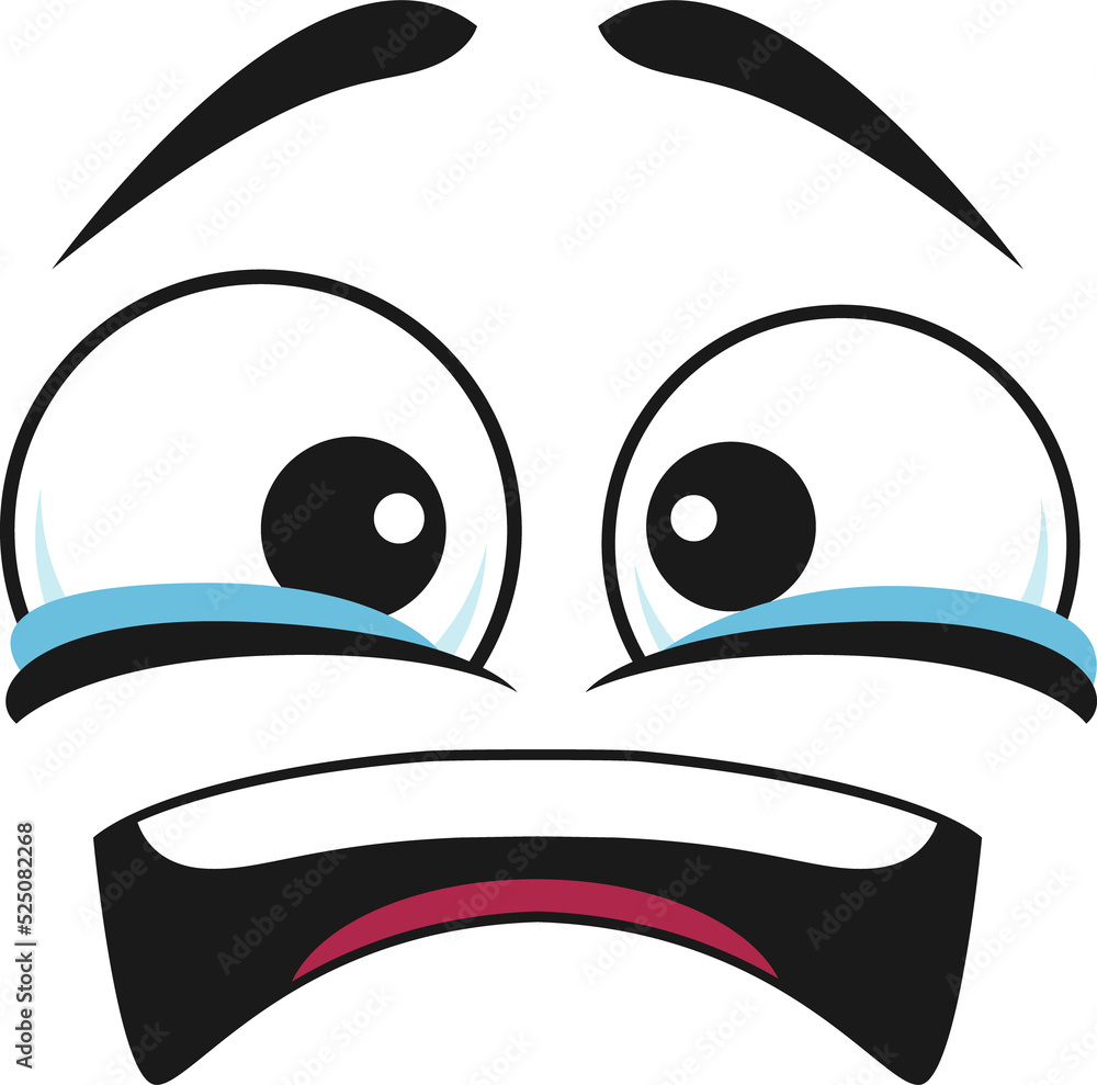 Shocked crying emoji in bad mood isolated emoticon Stock Illustration ...