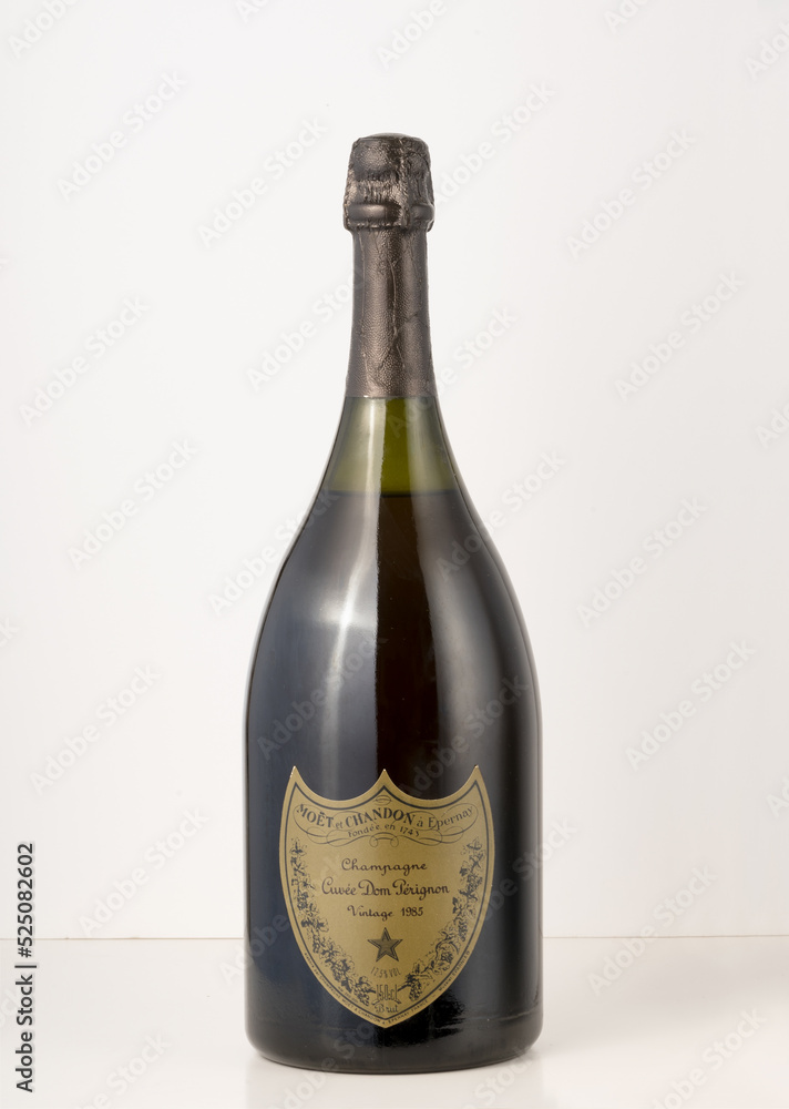 Dom Perignon vintage champagne bottle of sparkling wine Stock Photo ...