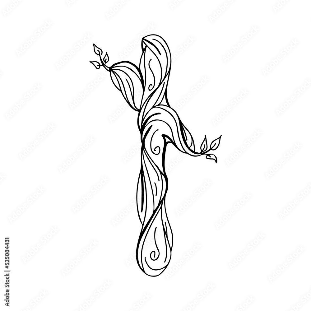 Rune Nauthiz, Naud, Naudiz. Wooden doodle style. A magical amulet of ...