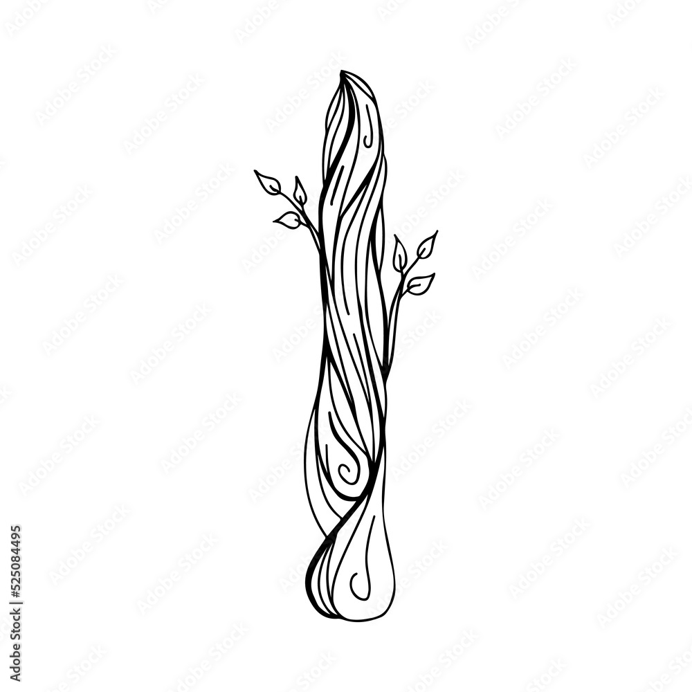 Rune Isa, Isaz. Wooden doodle style. Magic amulet of ice and cold ...