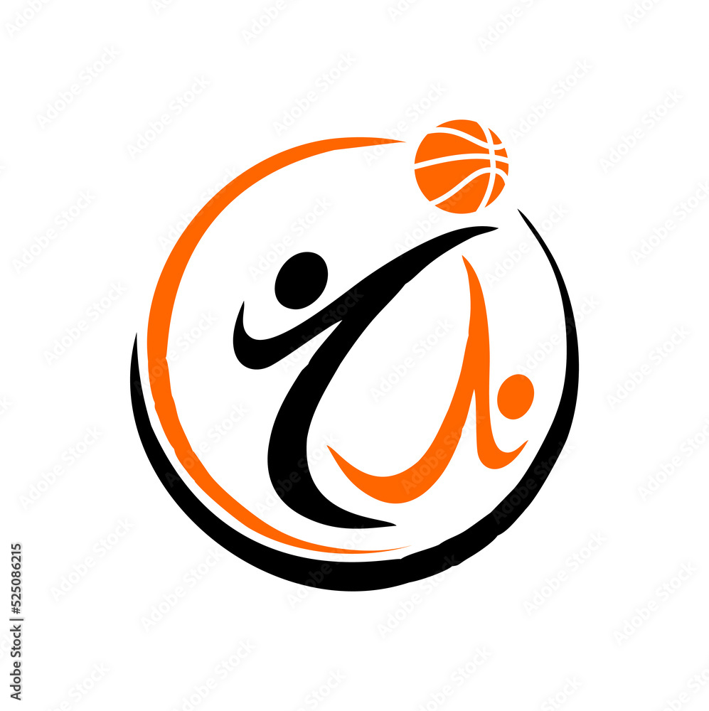 Basketball Stickman Figure Logo Sign Stock Vector | Adobe Stock